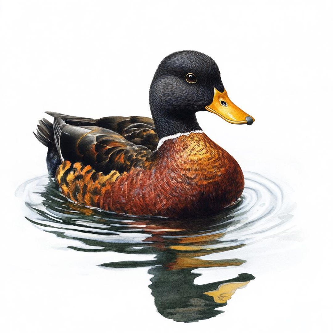 8 Watercolor Duck Clipart, Digital Illustration Bundle, PNG,JPJ for ...