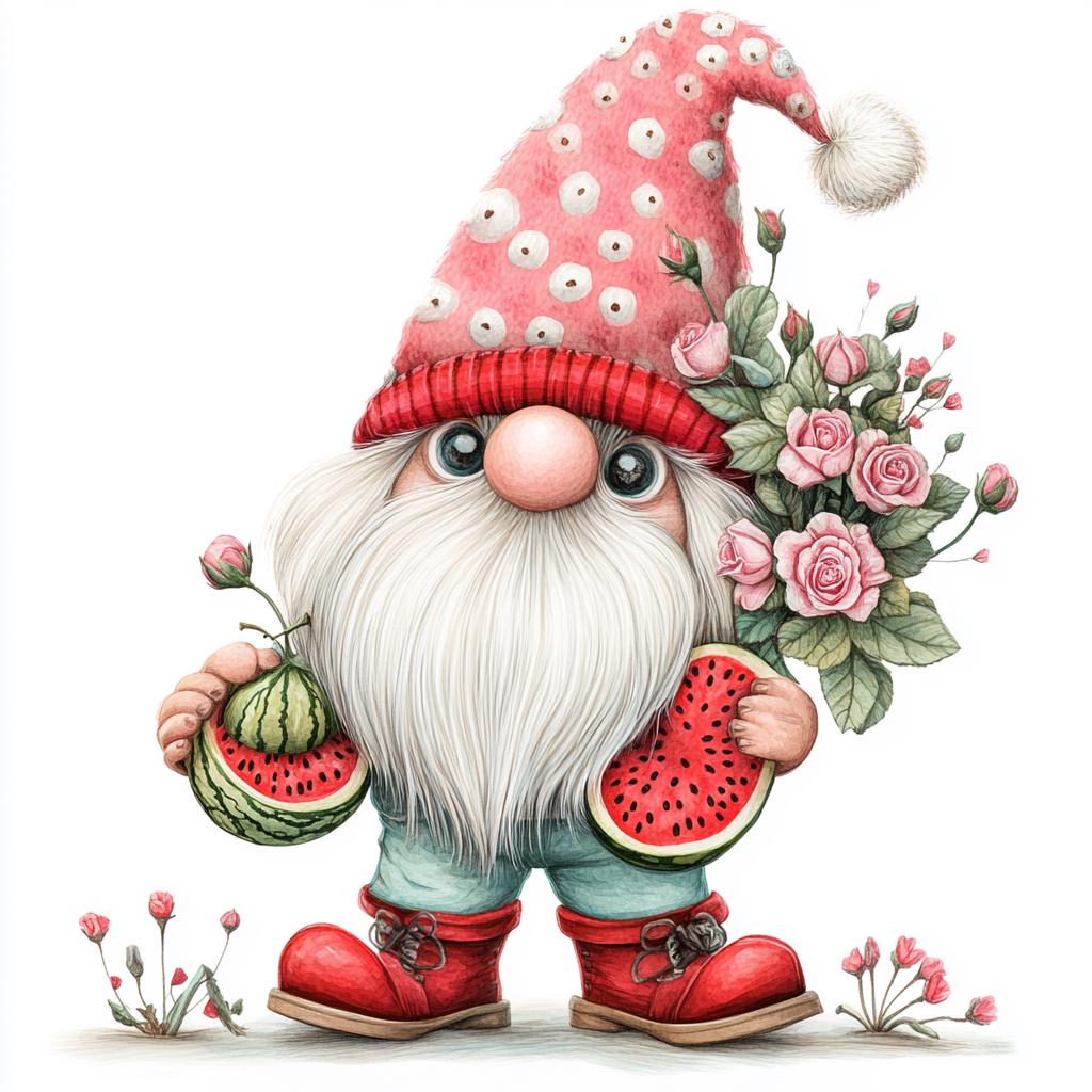 8 Watermelon Gnome Clipart, Gnome Clipart,png,jpj Watermelon Clipart ...