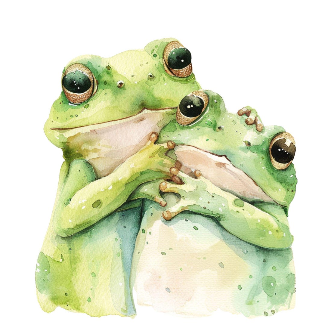 6 Friend Frog Animal Watercolor Clipart High Quality Printable File Png ...
