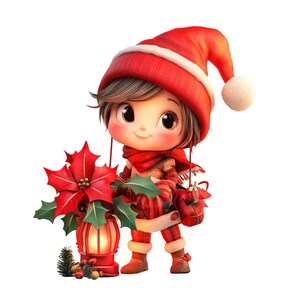 10 Cute Christmas Girl Clipart, Cute Doll Clipart,png,jpj, Watercolor ...