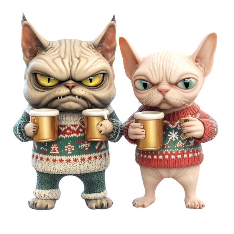 8 Cute Angry Cats Clip Art, Png,jpj, Hilarious Crabby Cat Illustration ...