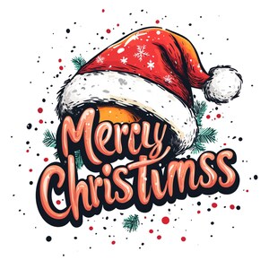 Merry Christmas Font Clipart: Santa Hat Design (digital Download) - Etsy
