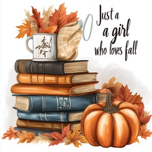 Pumpkin Book Clipart: Autumn Watercolor Graphics (digital File) - Etsy