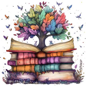 13 JPJ,PNG Watercolor Bookworm Clipart, Booklover Clip Art Bundle ...