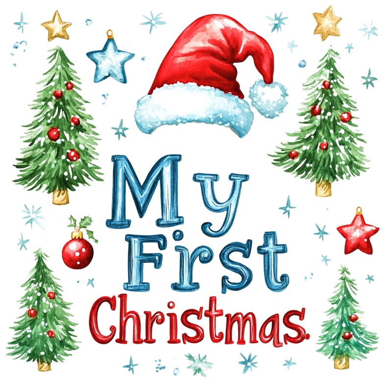 9 My 1st Christmas Clipart, Png,jpj, Baby's First Christmas Image, My ...