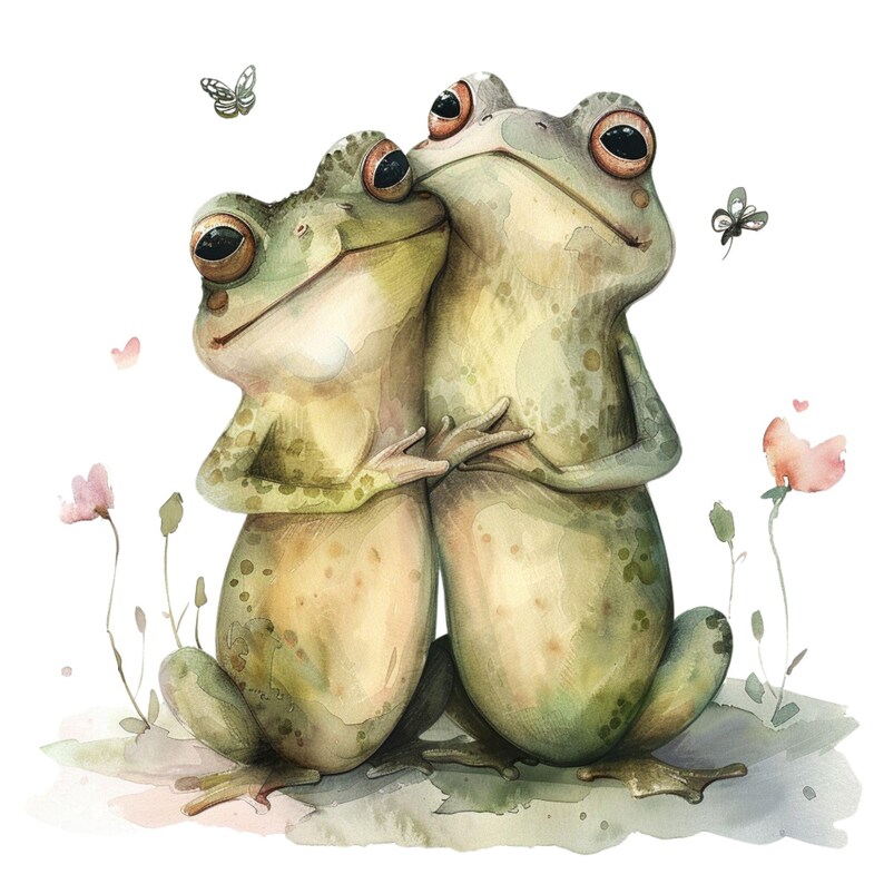 6 Friend Frog Animal Watercolor Clipart High Quality Printable File Png ...