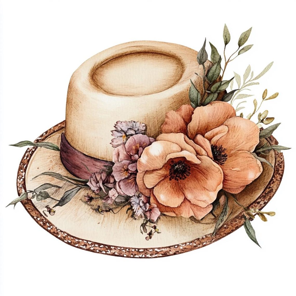 Watercolor Hats Clipart: Fashion Illustrations, Commercial Use (digital ...