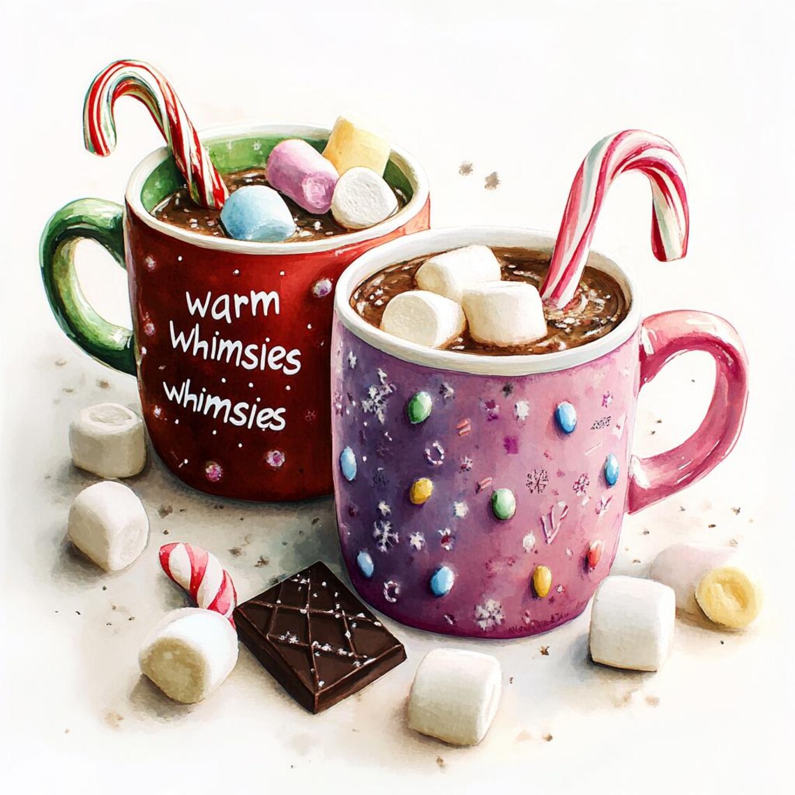 7 Christmas Sweet Clipart, Watercolor Coffee Clipart,png,jpj Hot ...