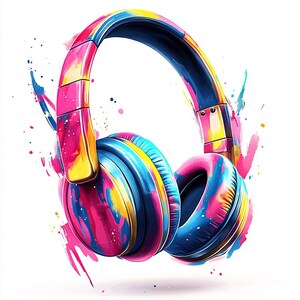 Watercolor Headphones Clipart: Dripping Paint Designs (digital Download ...