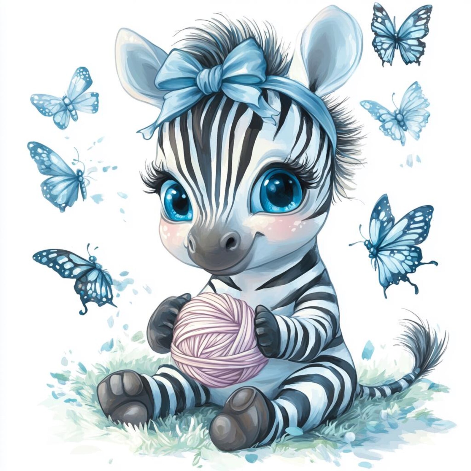 6 Watercolor Baby Zebra Clipart Bundle,pngjpj Cute Zebra Clipart ...