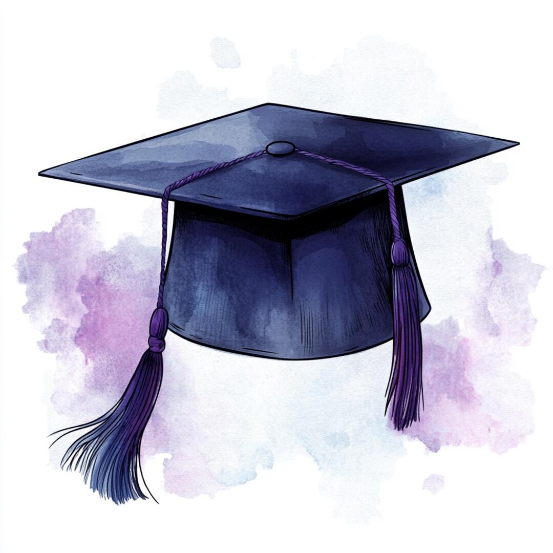 Watercolor Graduation Cap Clipart: Peony Floral Illustrations (PNG, JPJ ...
