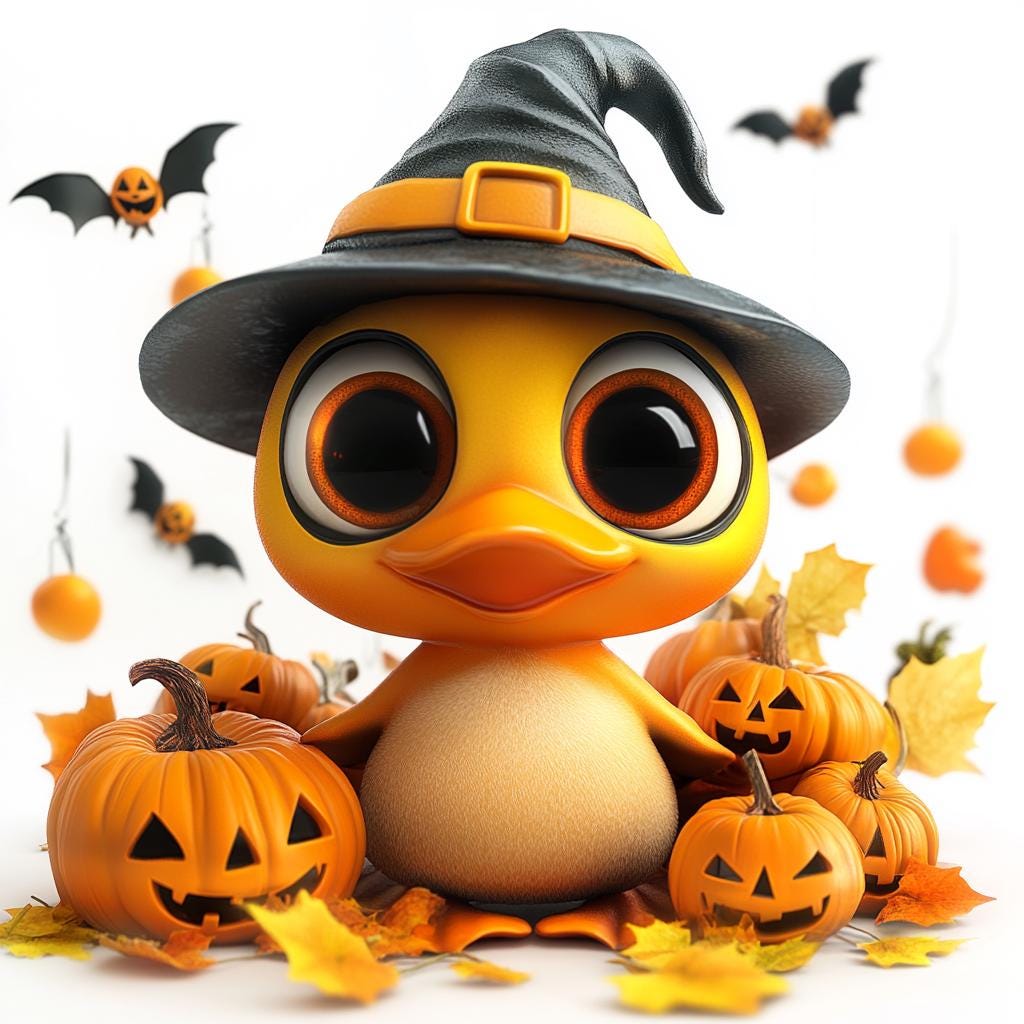 Funny Halloween Duck Clipart: Witch Hat & Pumpkins (PNG, JPG) - Etsy