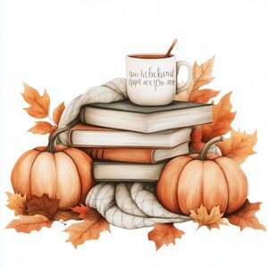 Pumpkin Book Clipart: Autumn Watercolor Graphics (digital File) - Etsy