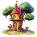 8 Whimsical Tree House Clip Art Set Fun Digital Images Scrapbooks, Card ...