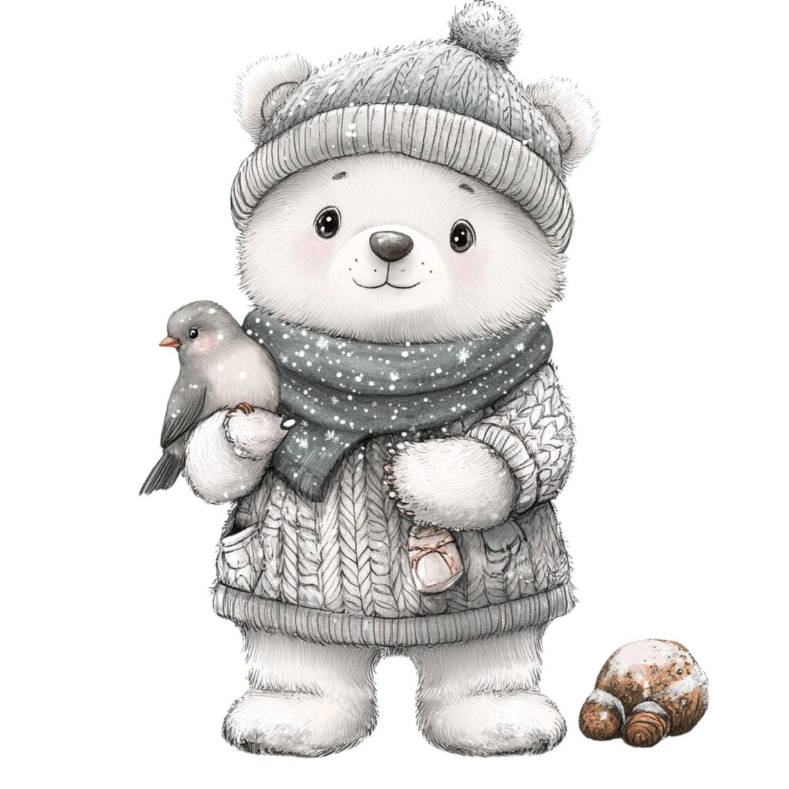 Watercolor Winter Animals Clipart: Christmas Illustrations (digital ...