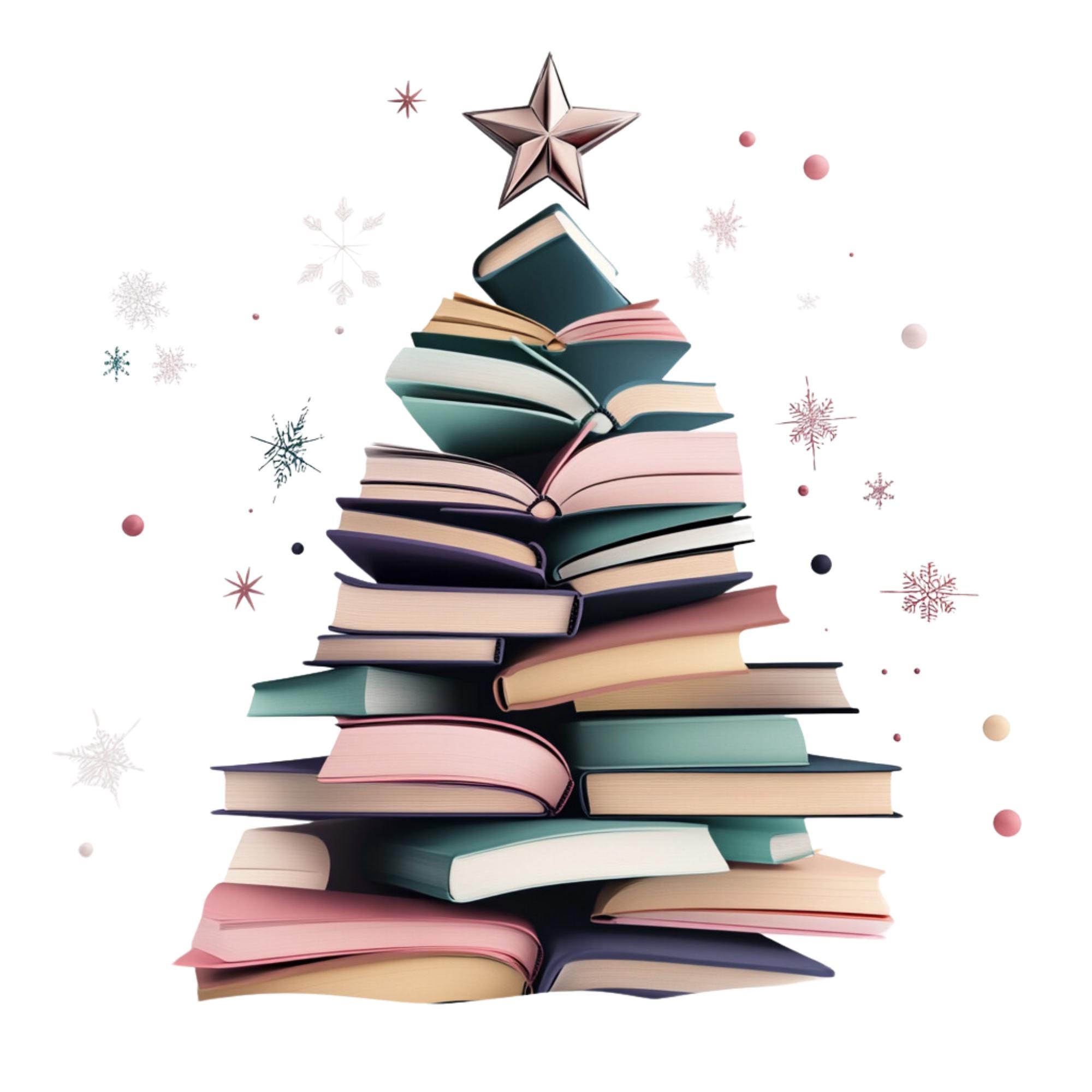 Christmas Book Tree Clipart: Holiday Reading PNG - Etsy
