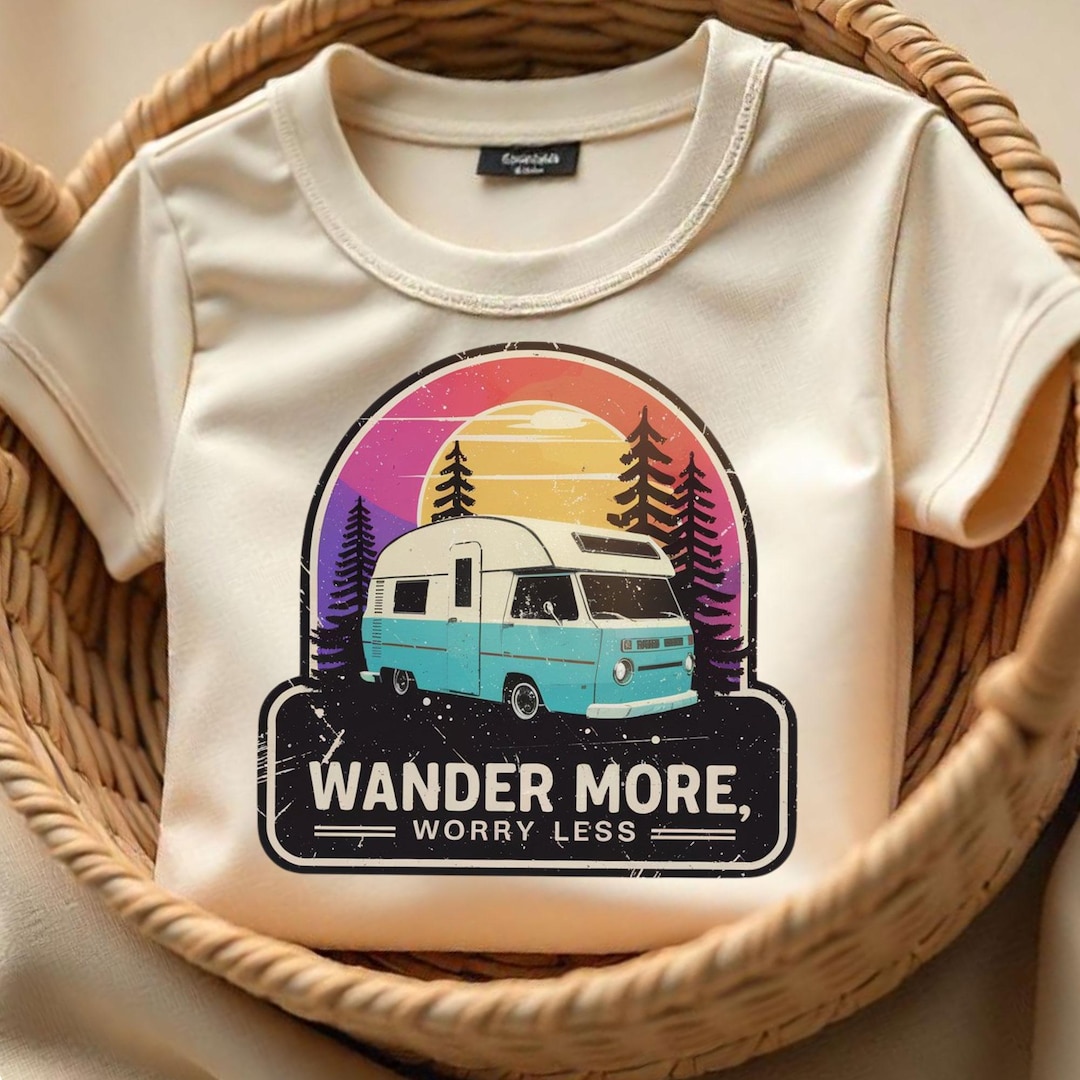 Wander More Worry Less PNG - Retro Camper Van Digital Download ...