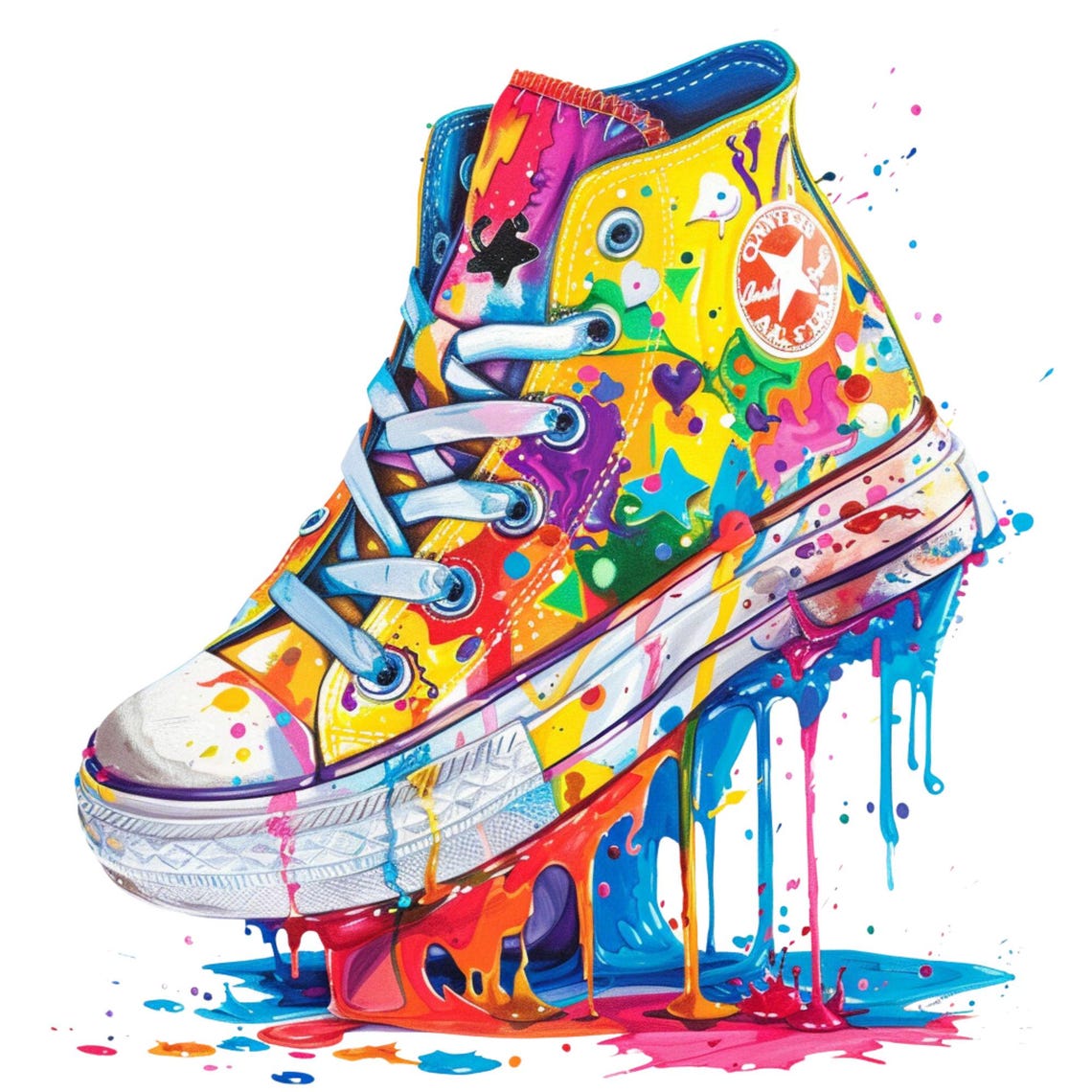 6 Dripping Sneaker Watercolor Clipart Printable High Quality Design ...
