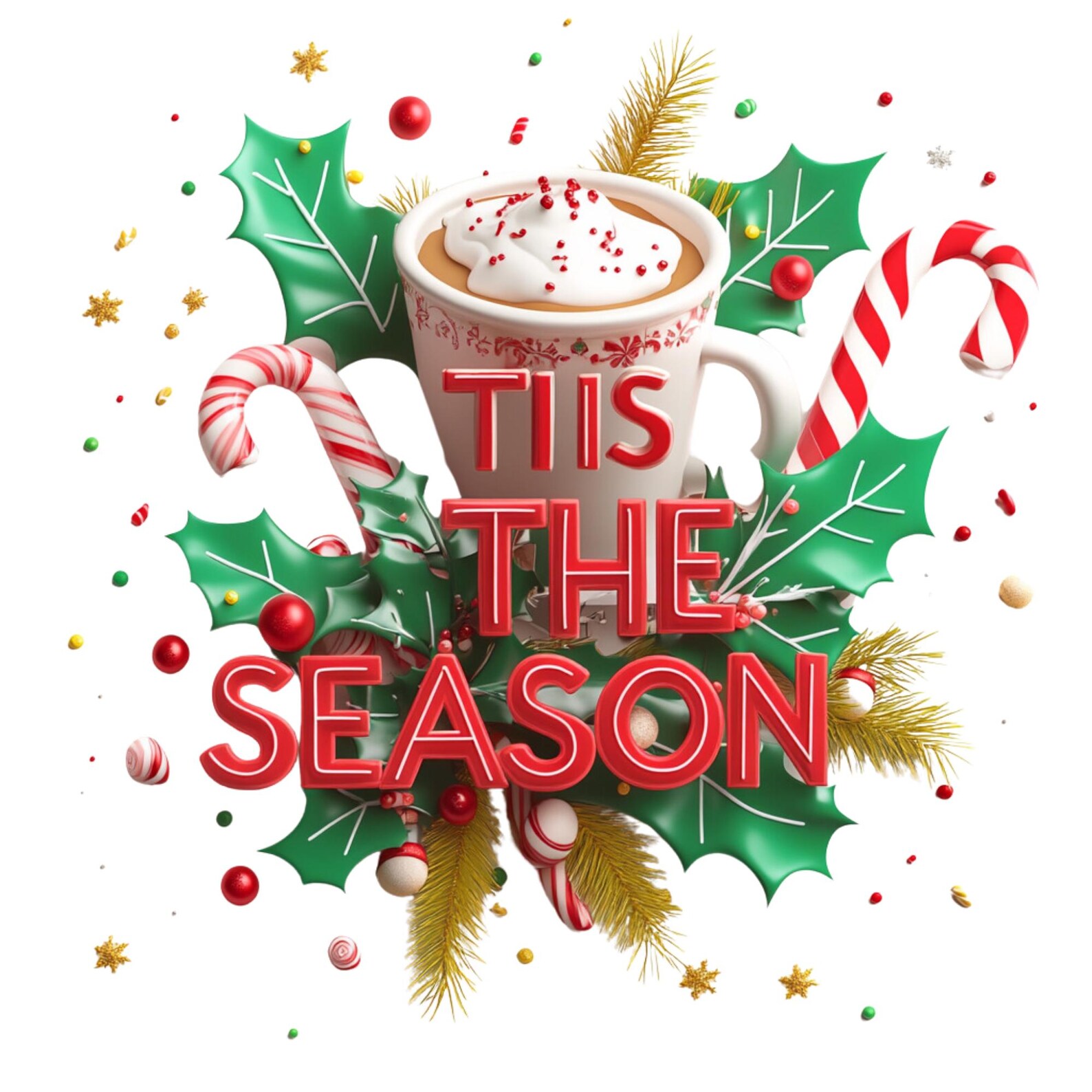 Tis the Season Christmas Clipart: Festive Holiday PNG (commercial Use ...