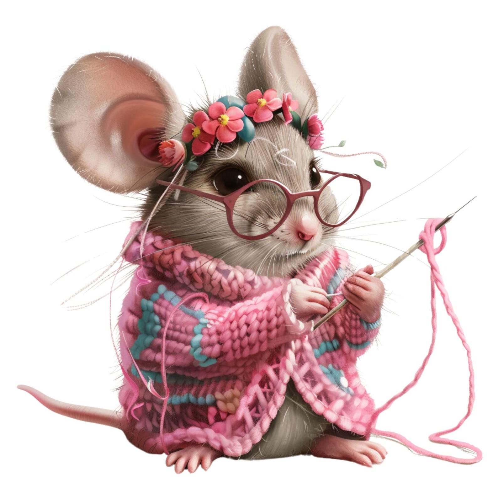 10 Mouse With Flower Watercolor Clipart High Quality File Png,jpj Using ...