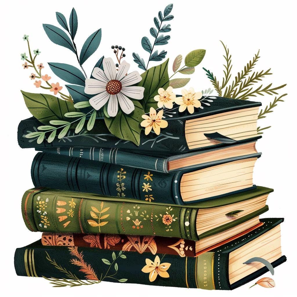 12 Floral Books, JPJ,PNG Cliparts, Spring Books, Digital,flower ...