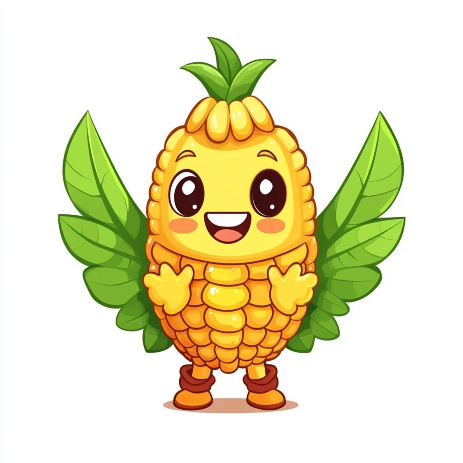 6 Cute Cartoon Corn Clipart, Corn Watercolour Clipart, Digital Download ...