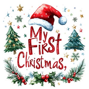 9 My 1st Christmas Clipart, Png,jpj, Baby's First Christmas Image, My ...