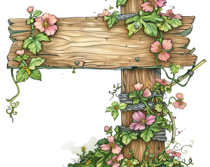 22 Wooden Sign Clipart, Rustic Wood Sign, Printable Watercolor Clipart ...