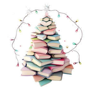 Christmas Book Tree Clipart: Holiday Reading PNG - Etsy