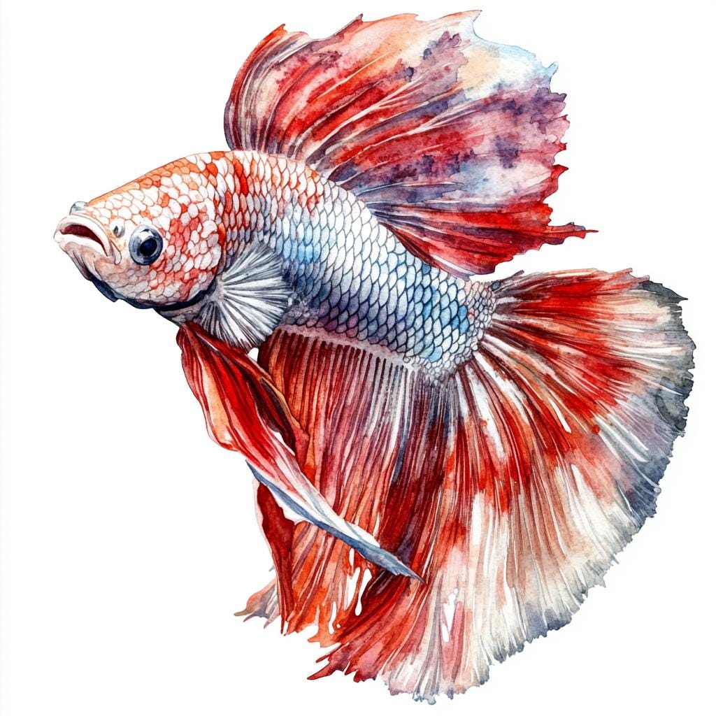 8 Betta Fish Clipart Bundle | Bright Watercolor Aquarium Betta Fish PNG ...