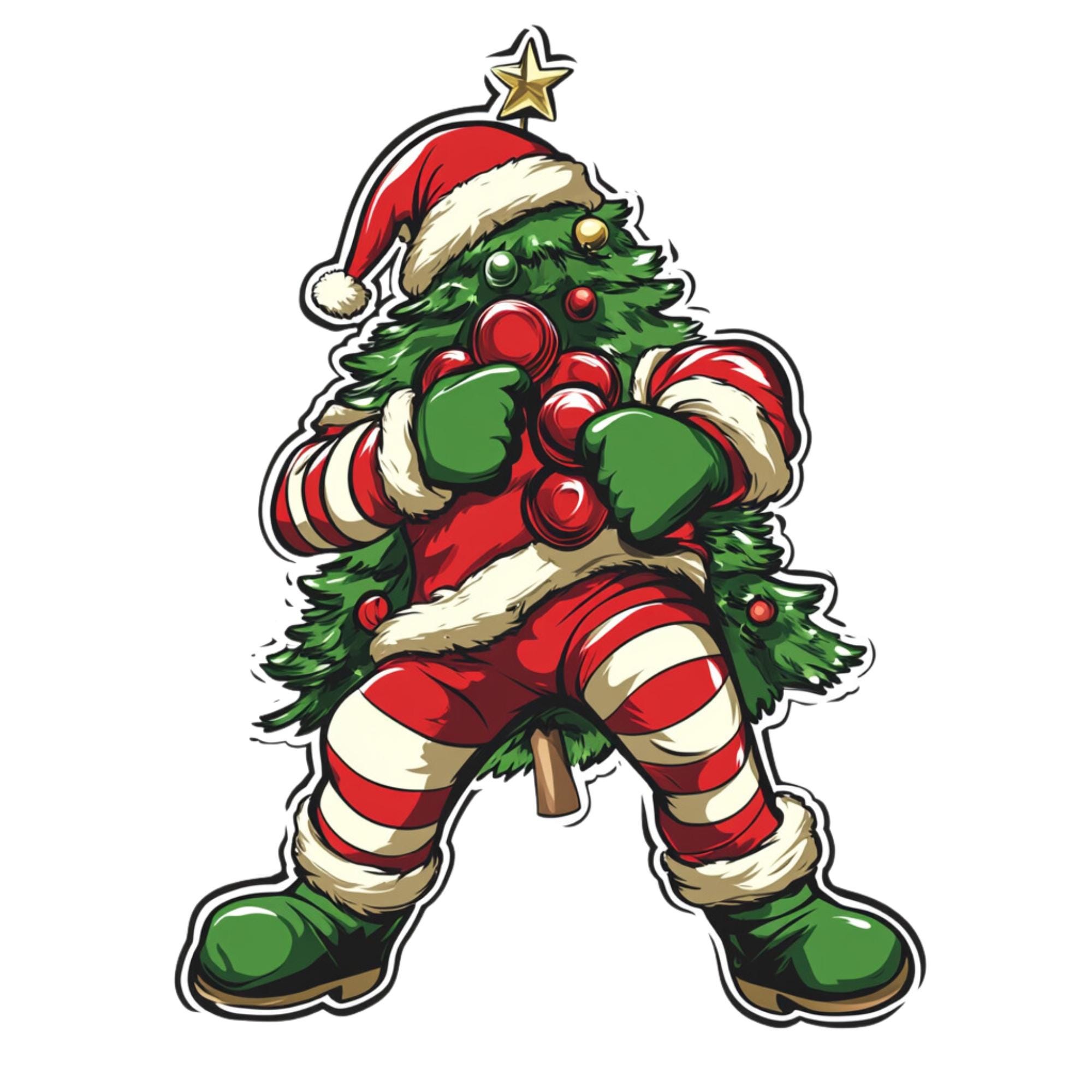Funny Christmas Tree Clipart: Quirky Watercolor Xmas Design (PNG, JPG ...