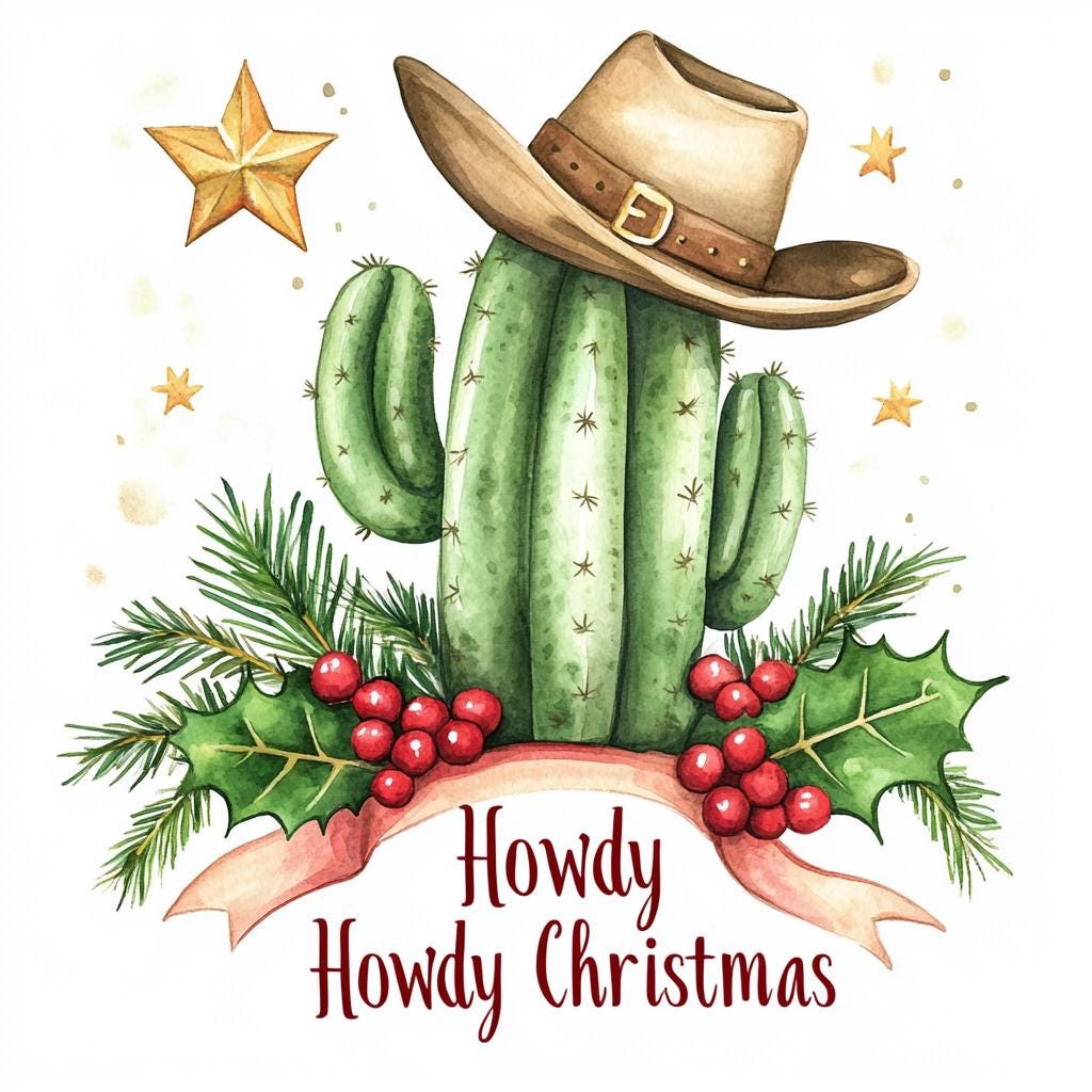 10 Christmas Cactus Clipart, Digital Watercolor Clip Art, Cute Cactus ...