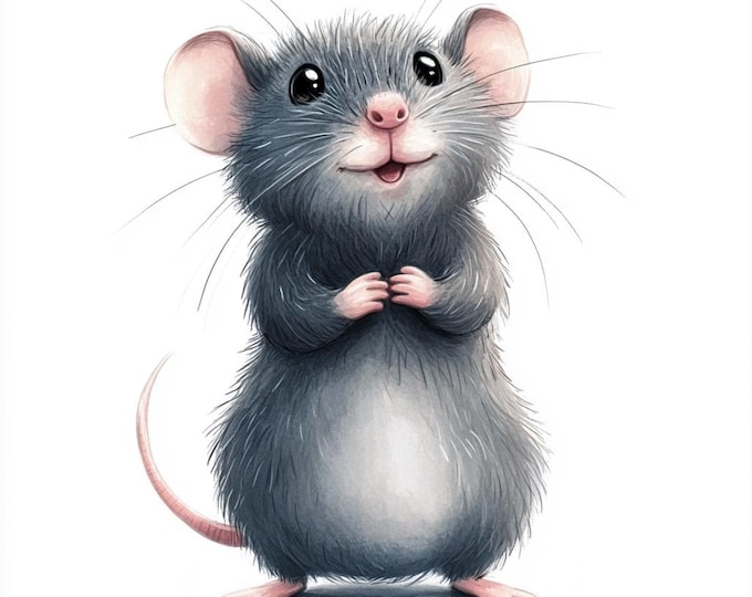 26 Quirky Funny Mouse Rat PNG Clipart - Watercolor Cute Mice Animals ...