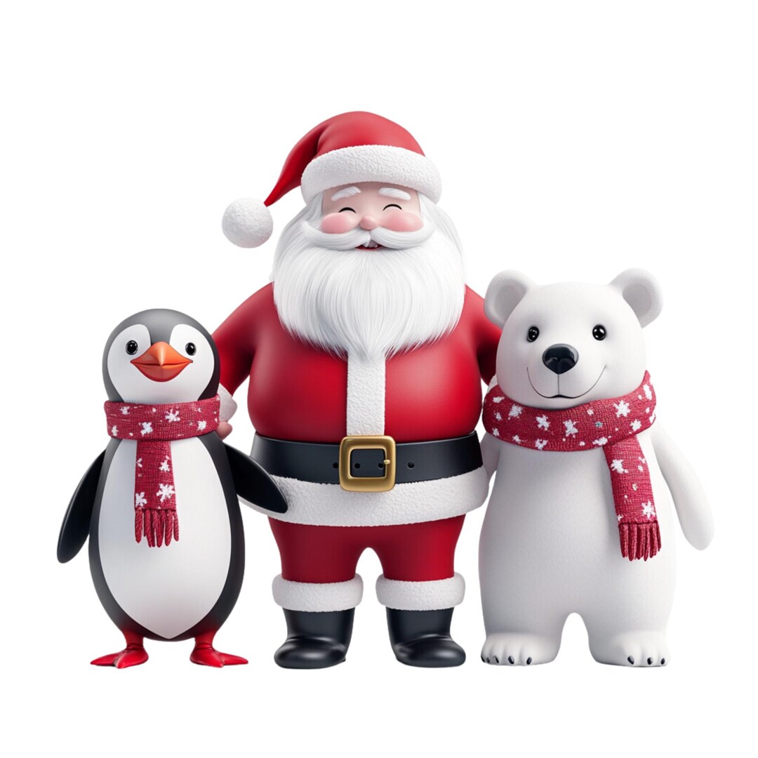 7 Santa & Friends Clipart, Png,jpj, Cute Santa Clause Clipart, Animal ...