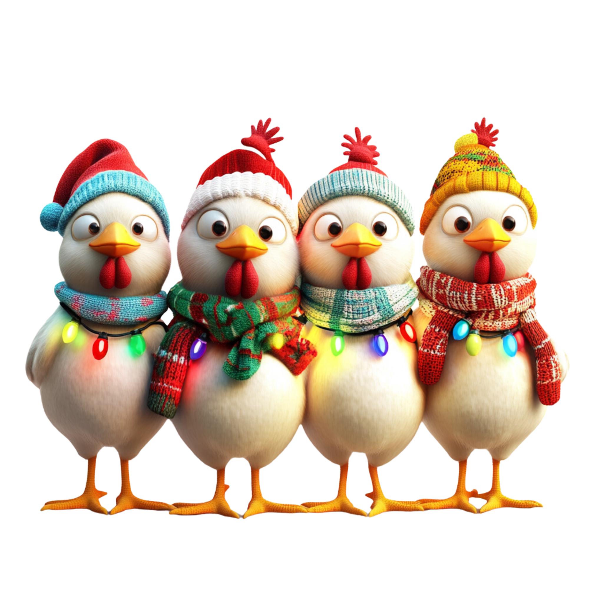 Christmas Chicken Clipart: Festive Holiday Hen Designs (PNG, JPG) - Etsy