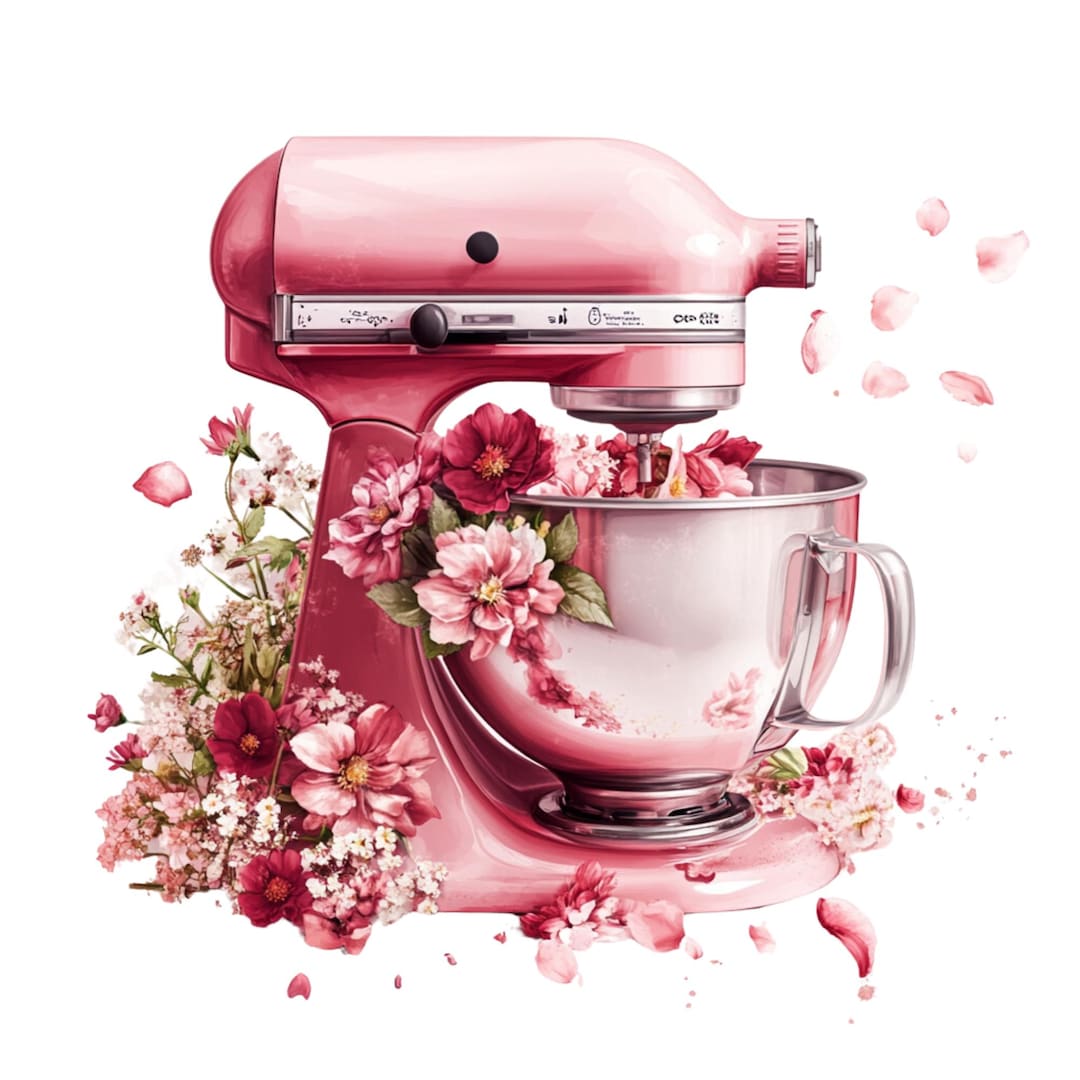 Floral Kitchen Mixer Clipart: Watercolor Style (PNG, JPG) - Etsy
