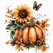 Floral Pumpkin Clipart: Sunflower Autumn Harvest (PNG, JPJ) - Etsy