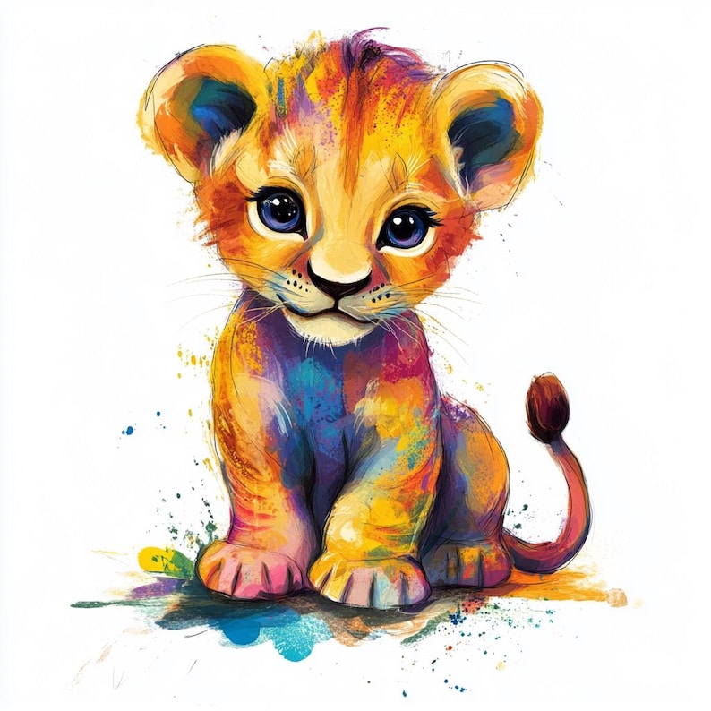 8 Watercolor Cute Lion, Baby Lion Clipart, Baby Lion Png,jpj, Cartoon ...