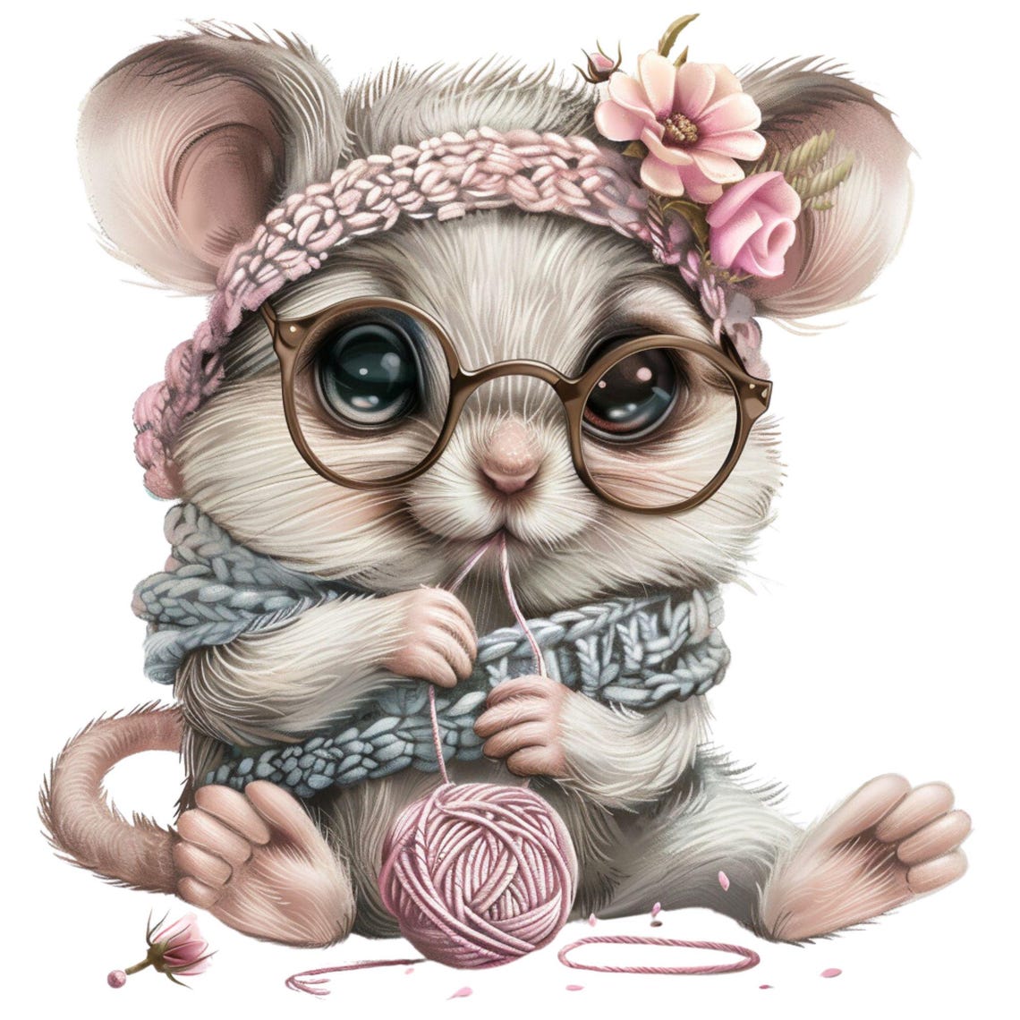 10 Mouse With Flower Watercolor Clipart High Quality File Png,jpj Using ...