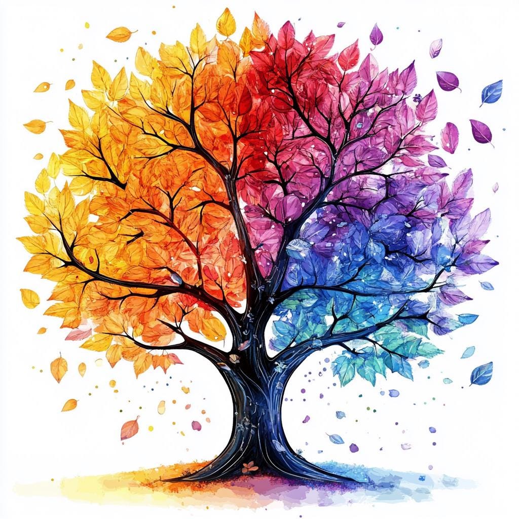 10 Colorfull Tree PNG,JPJ Watercolor Tree Clipart Bundle, Sublimation ...