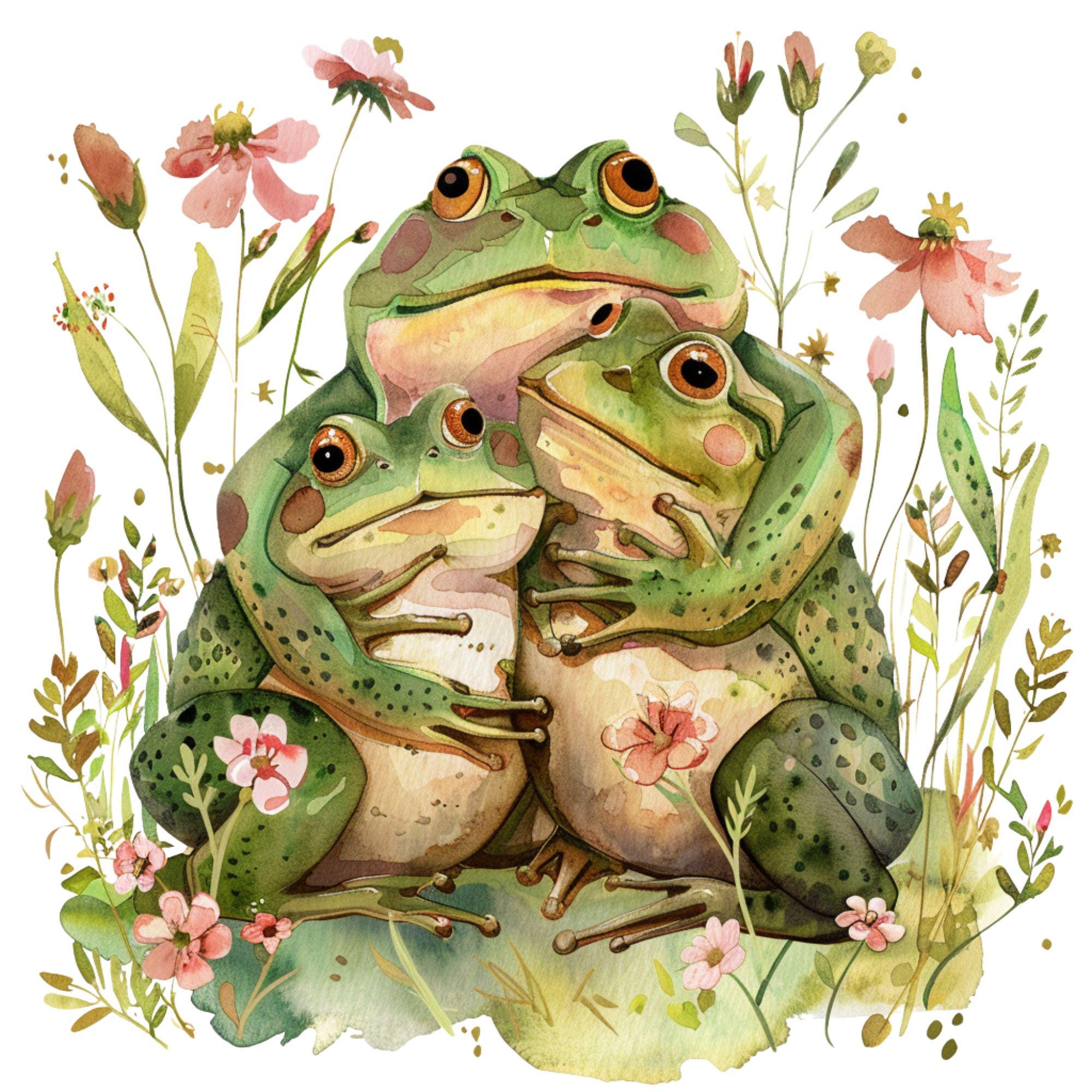 6 Friend Frog Animal Watercolor Clipart High Quality Printable File Png ...