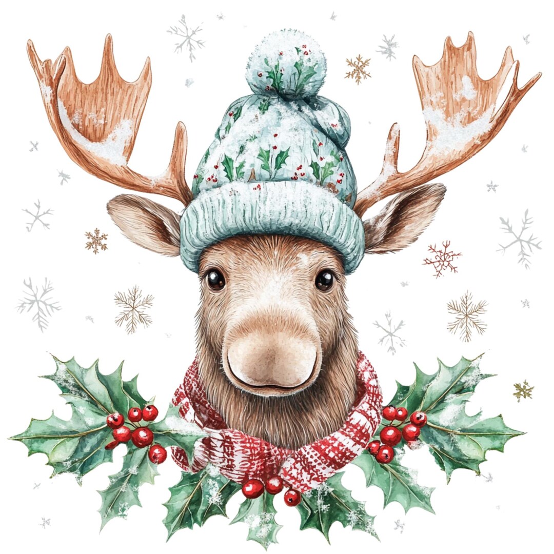 Winter Moose PNG Clipart: Holiday Animal Designs (8 PNG) - Etsy