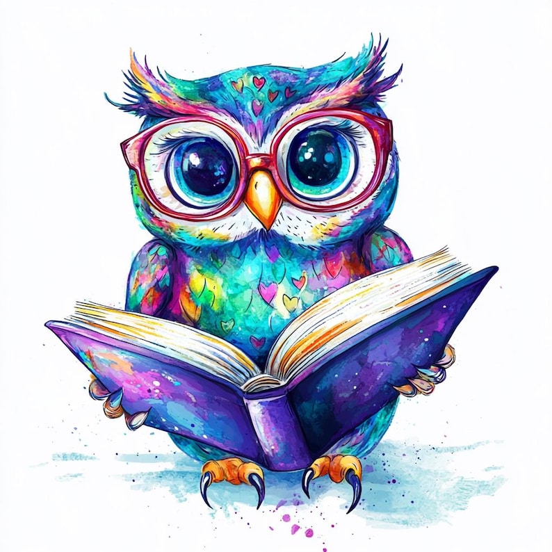 12 Cute Owl Clipart Bundle,sparkling Owl Sublimation Clipart,colorful ...