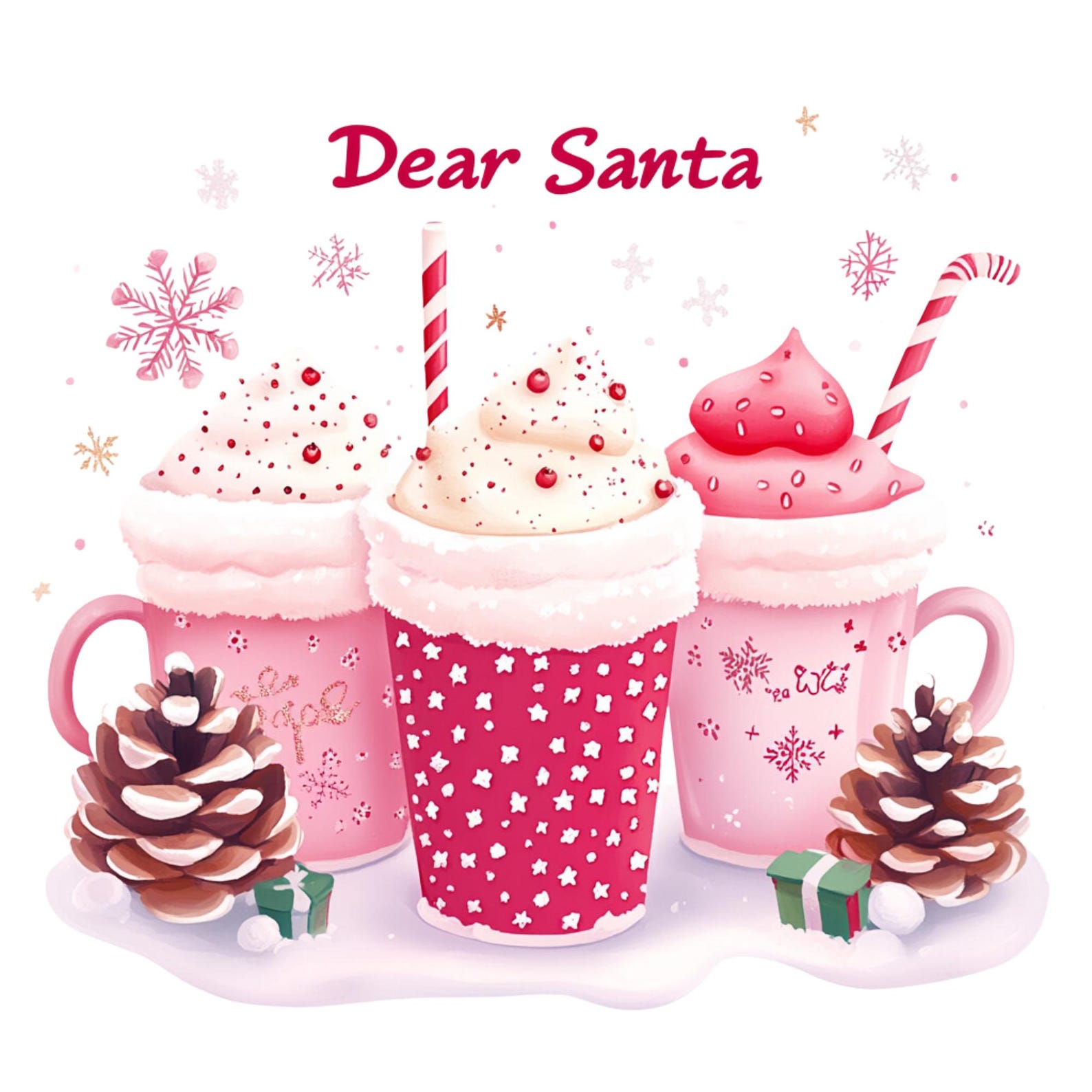 10 Watercolor Christmas Shake Clipart|, Png,jpj, Dear Santa Clipart ...