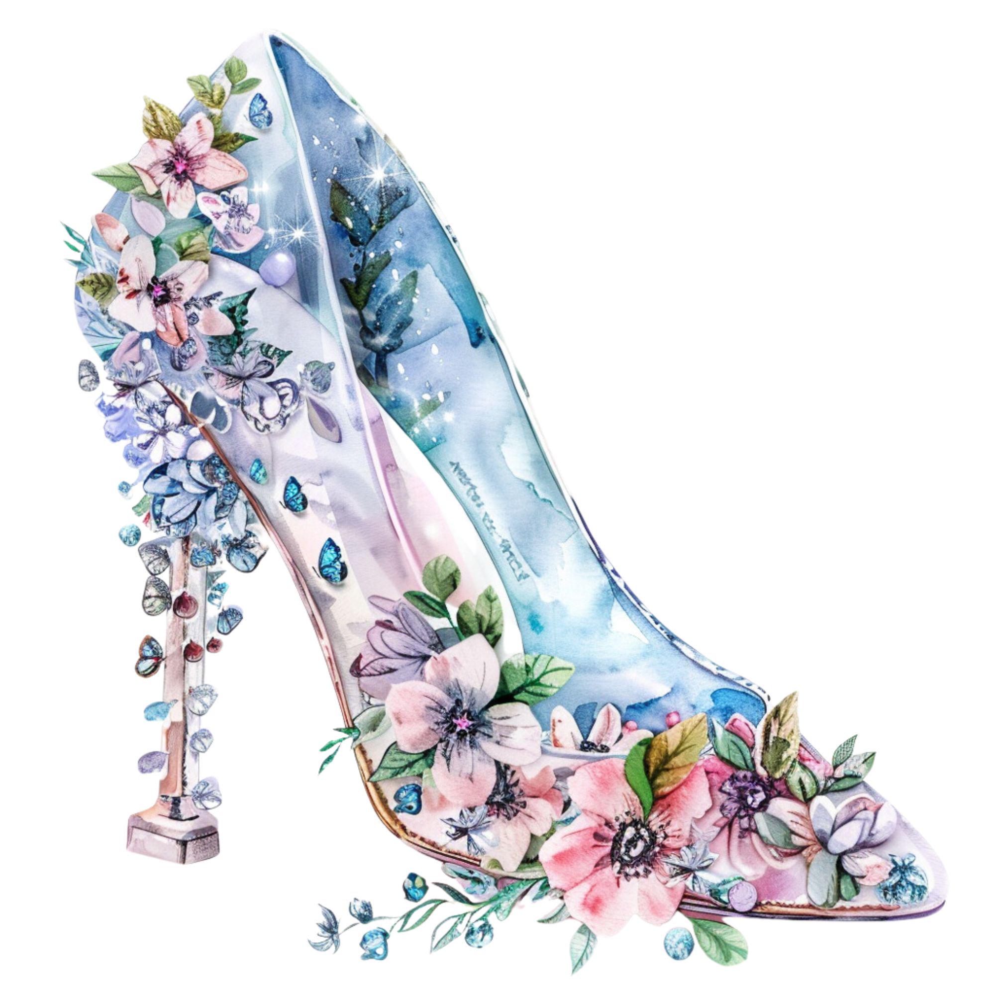 Floral Prom Shoe Watercolor Clipart: Printable Lady Shoe Art (PNG, JPG ...