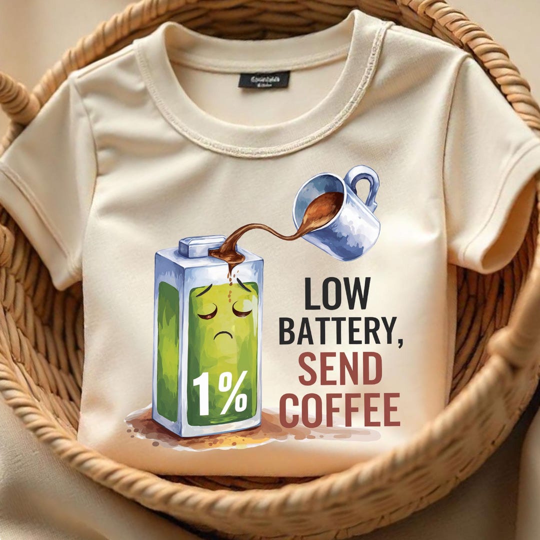 Low Battery Send Coffee PNG: Funny Caffeine Clipart (digital Download ...
