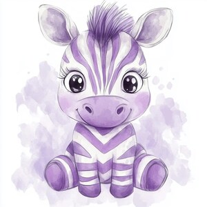 Zebra Watercolor Clipart: Animal Art Images (PNG, JPG Digital Download ...