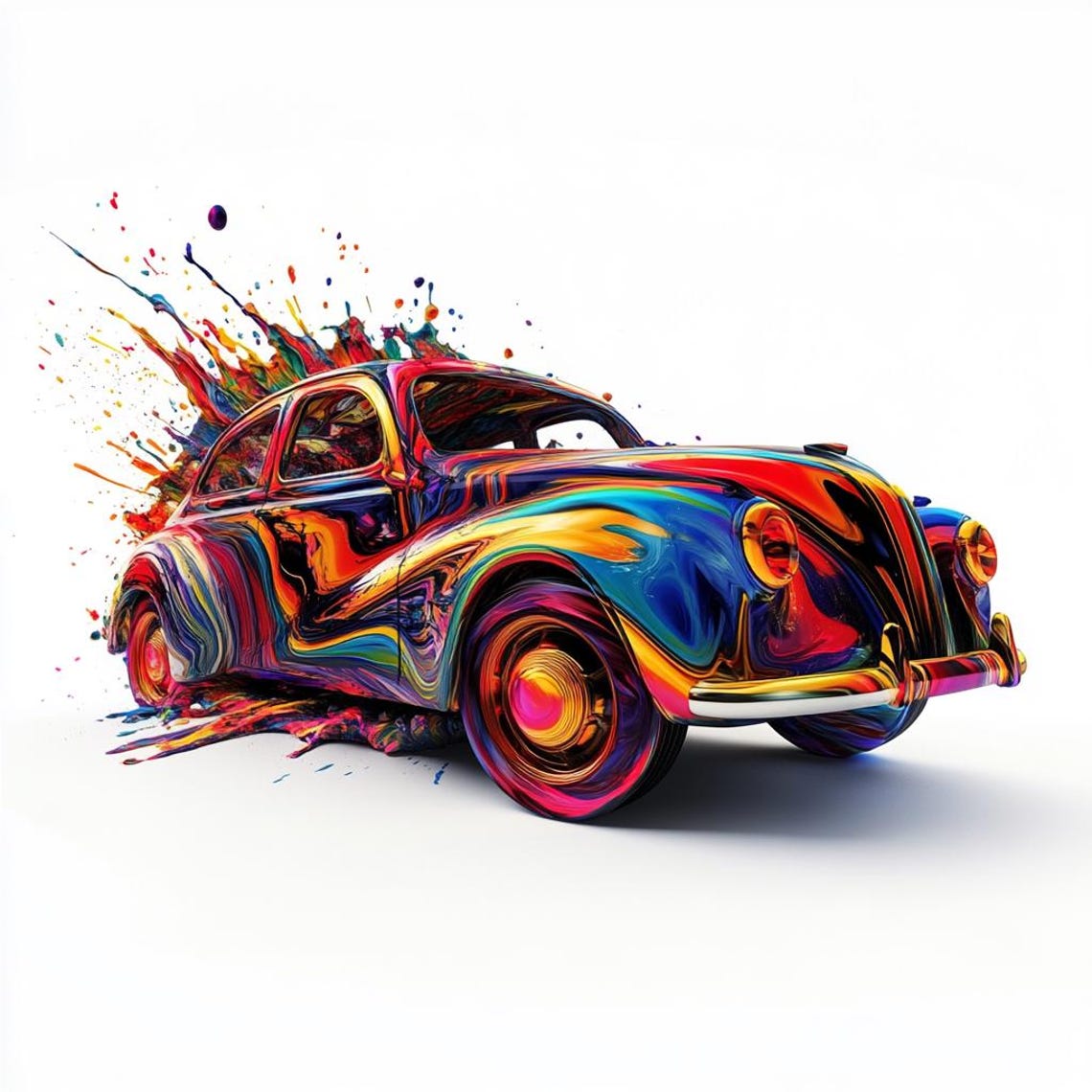 Dripping Cars Watercolor Clipart Bundle: Colorful Automobile Graphics ...