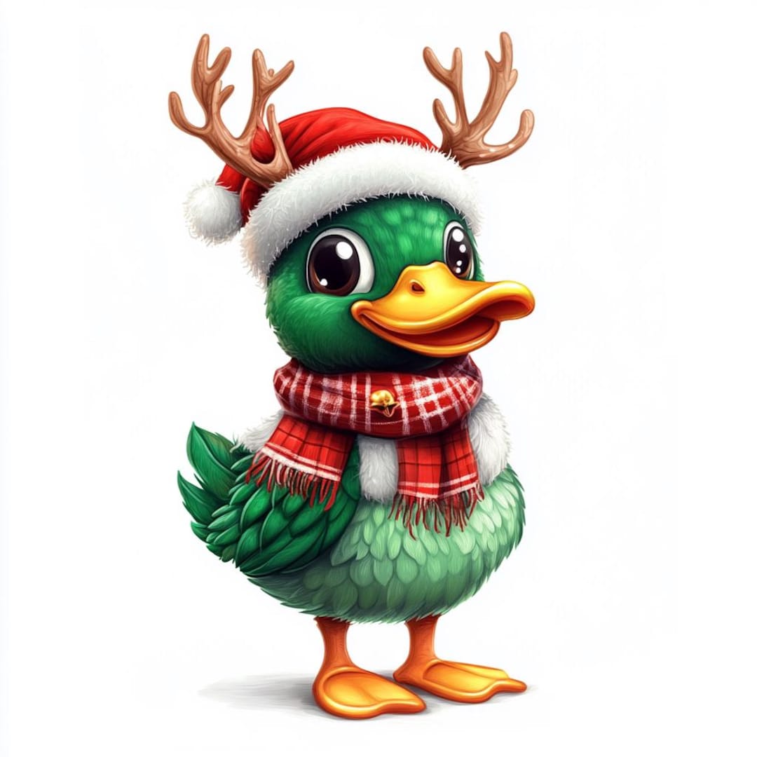 Watercolor Christmas Duck Clipart: Festive Holiday Animal (PNG, JPG) - Etsy