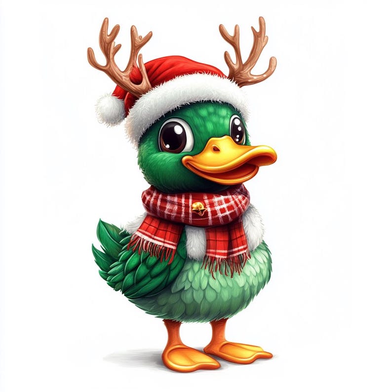 Watercolor Christmas Duck Clipart: Festive Holiday Animal (PNG, JPG) - Etsy